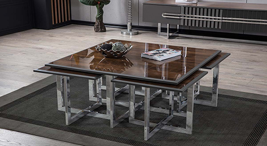 Zala Antrasit Metal Ayaklı Orta Sehpa | Mobilyamevime | Mobilyamevime