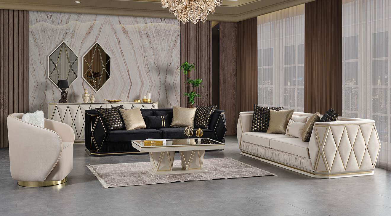 Diamond Krem Luxury Koltuk Takımı | Mobilyamevime | Mobilyamevime