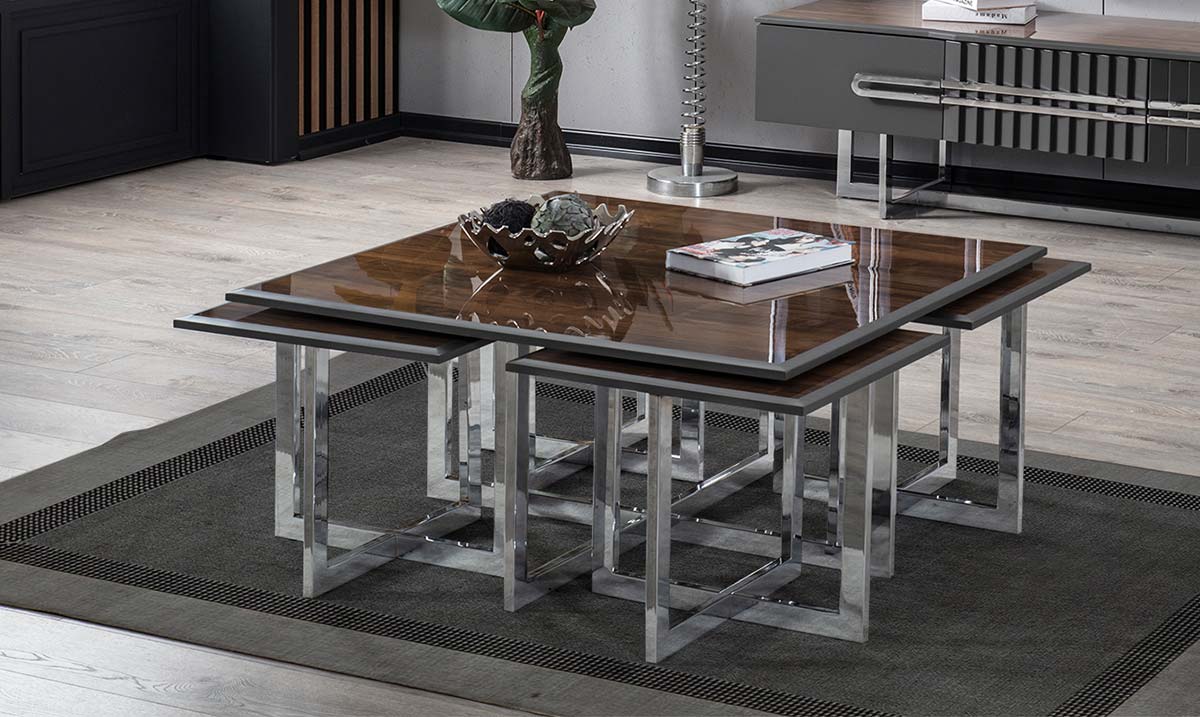 Zala Antrasit Metal Ayaklı Orta Sehpa | Mobilyamevime | Mobilyamevime