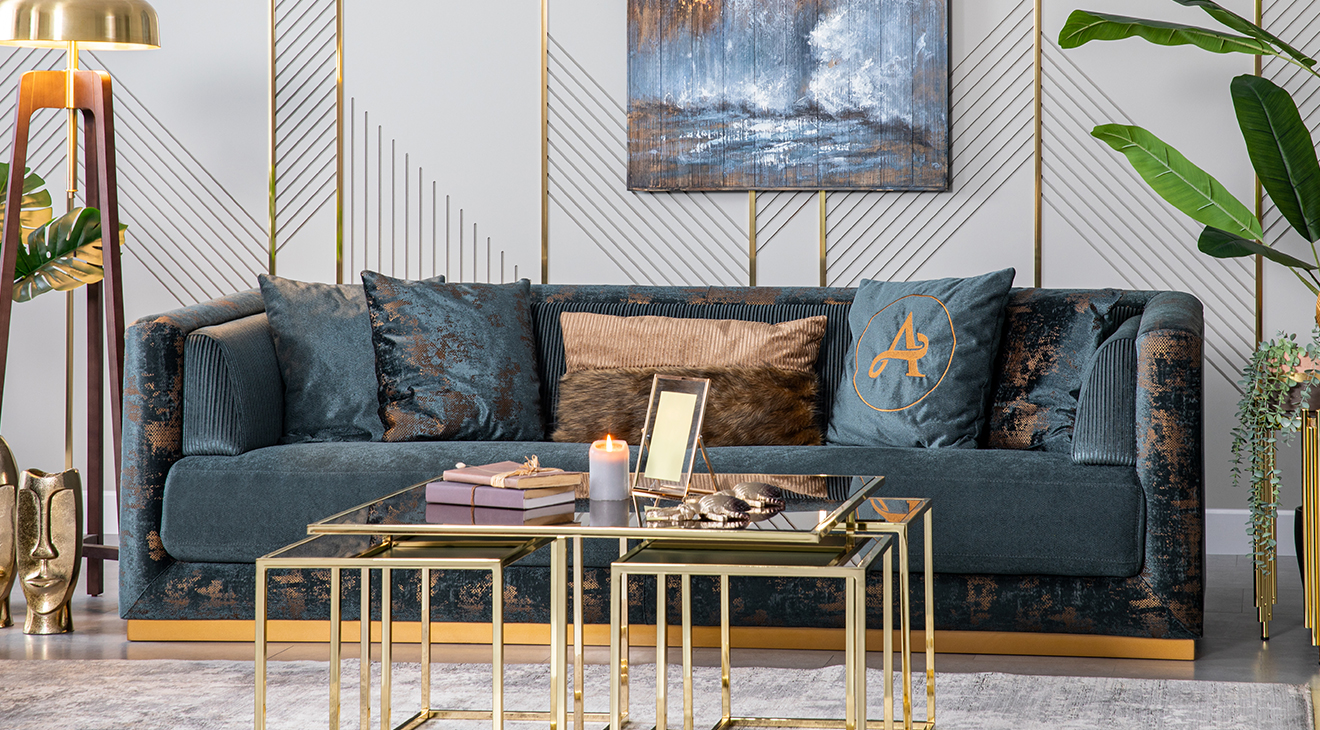 Lucca - Gold Metal Ayaklı Luxury Koltuk Takımı | Mobilyamevime ...