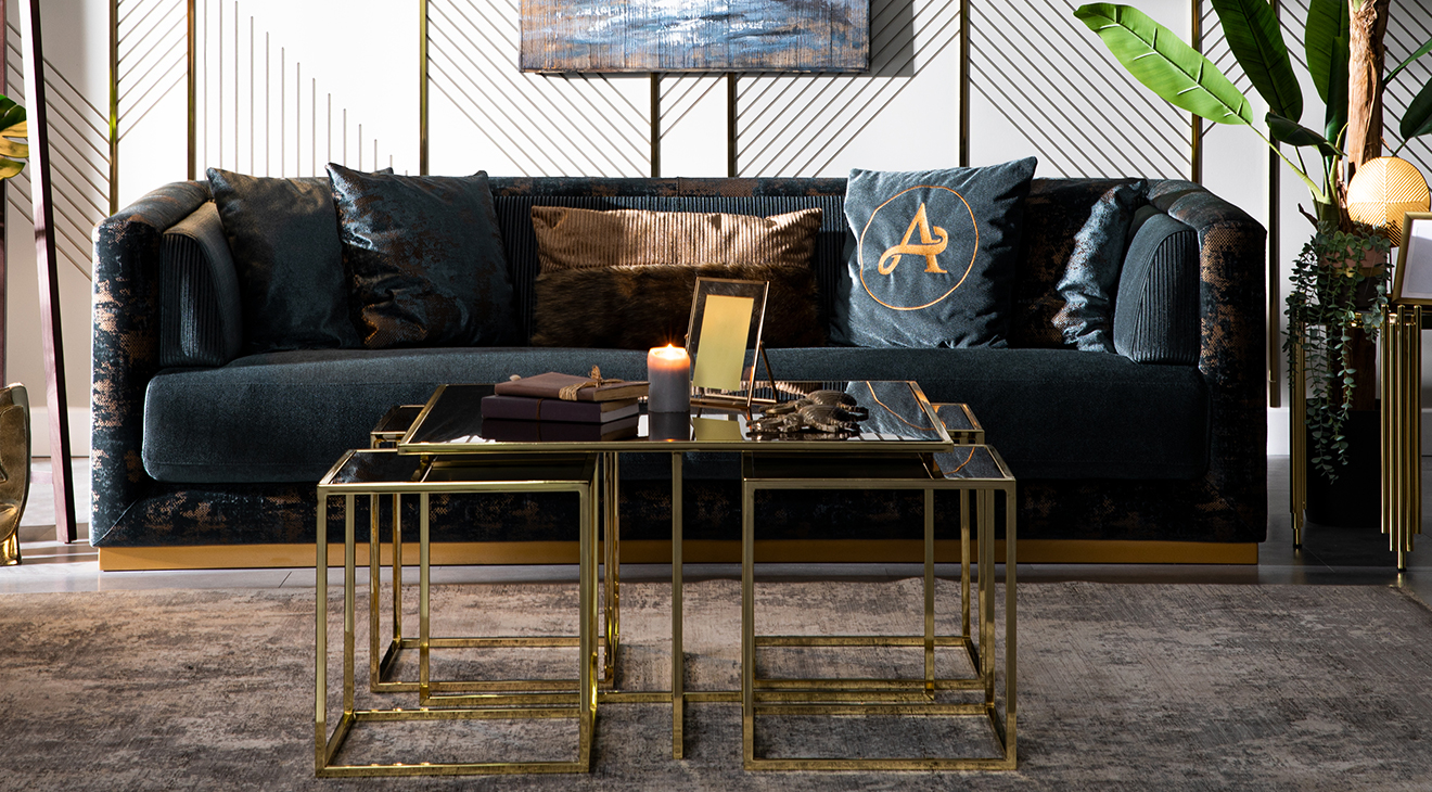 Lucca - Gold Metal Ayaklı Luxury Koltuk Takımı | Mobilyamevime ...