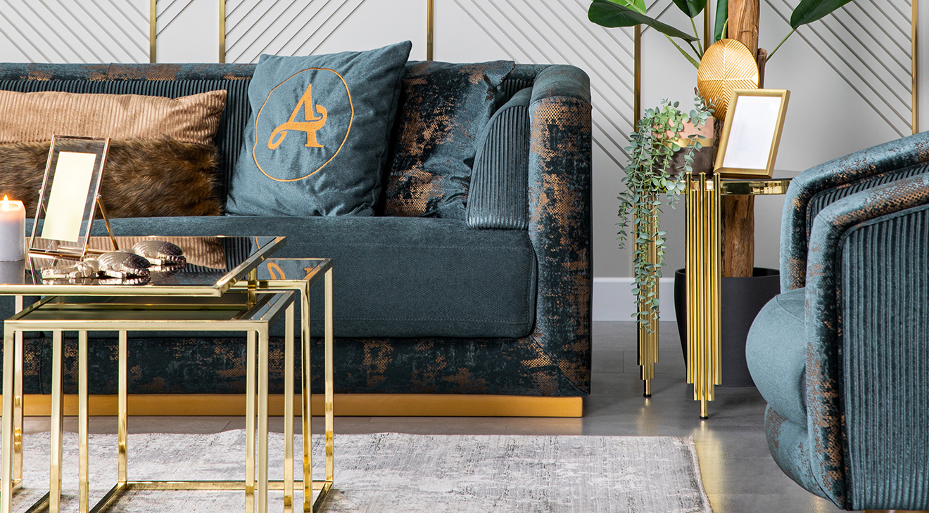 Lucca - Gold Metal Ayaklı Luxury Koltuk Takımı | Mobilyamevime ...