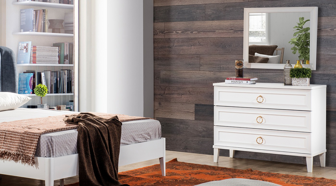 Melis 5 Kapaklı Beyaz Yatak Odası Takımı | Mobilyamevime | Mobilyamevime