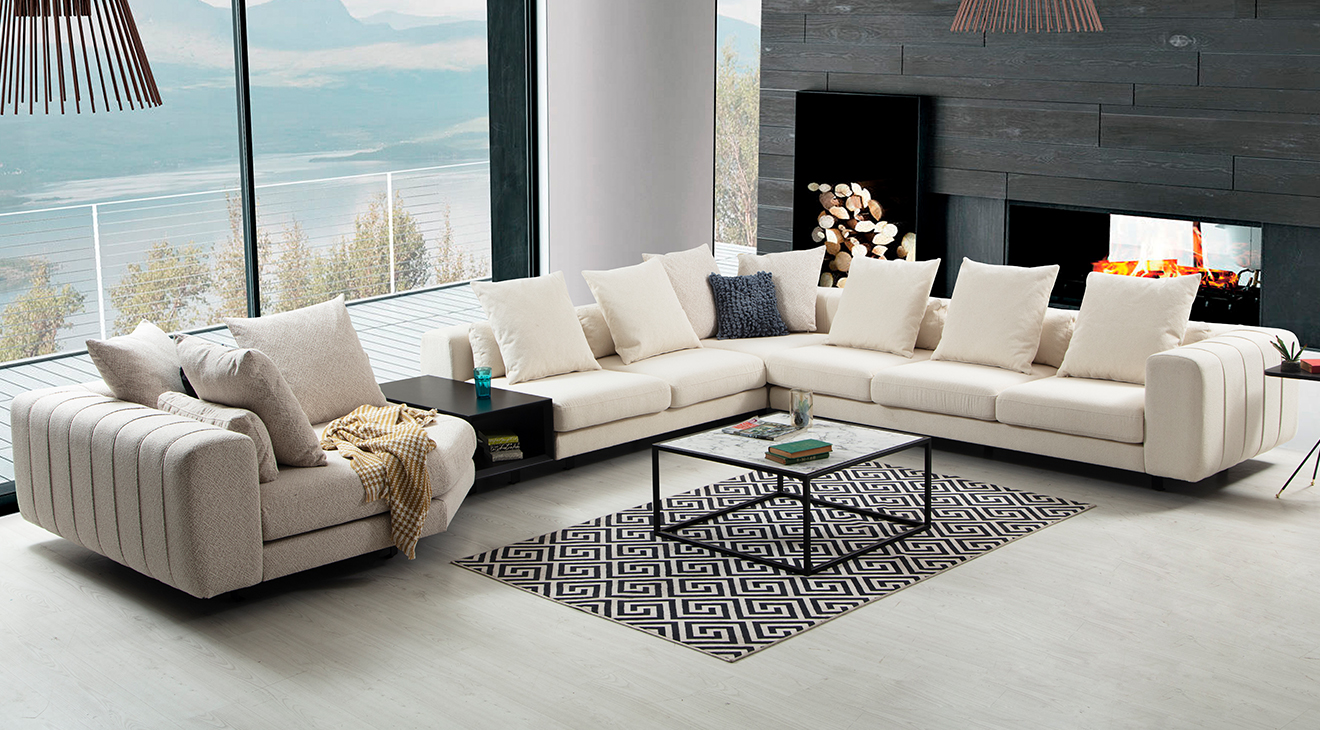 Soft Metal Ayaklı Köşe Beyaz Koltuk Takımı | Mobilyamevime | Mobilyamevime